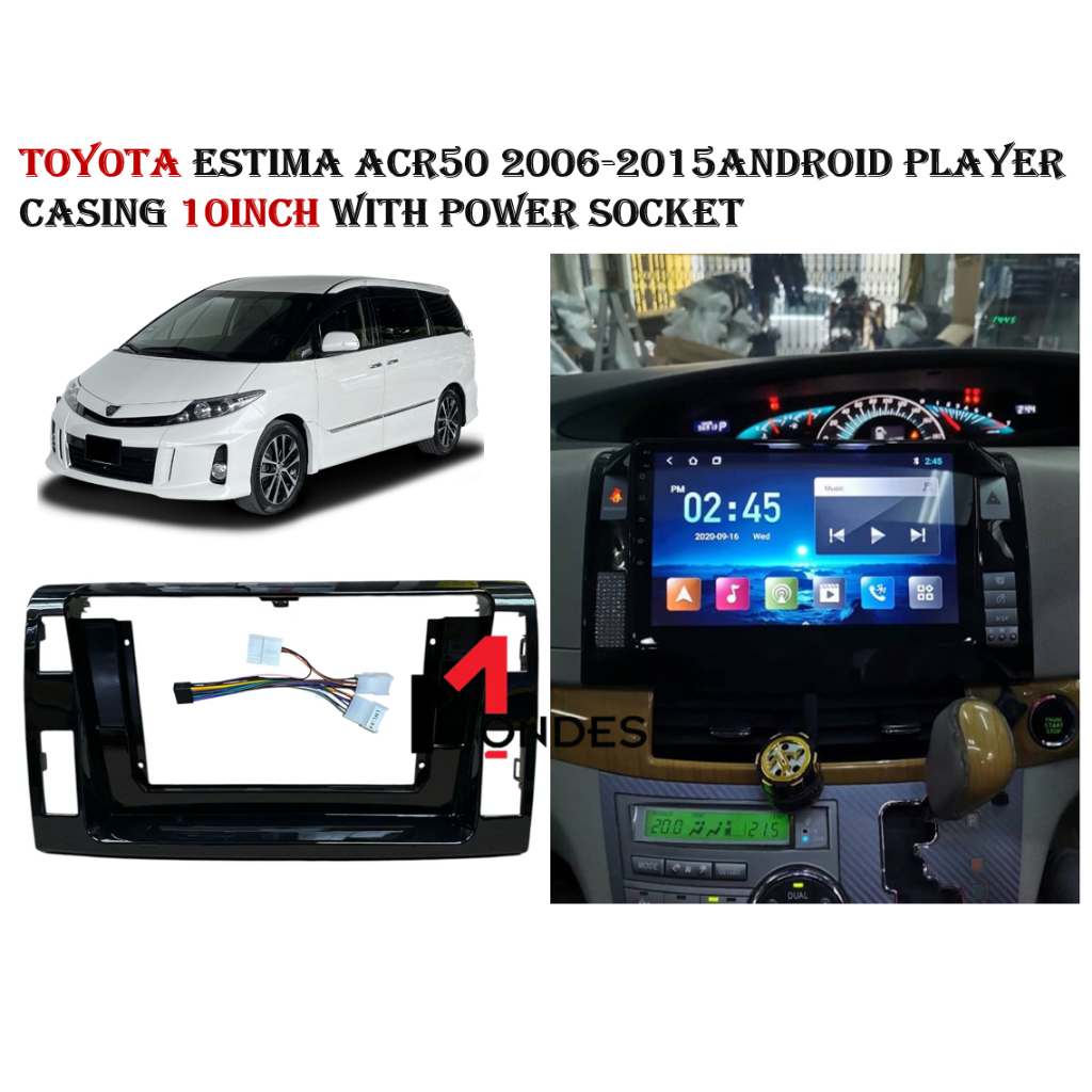 Android Player Casing 10" Toyota Estima ACR50 2006-2015 (UV Black) with ...