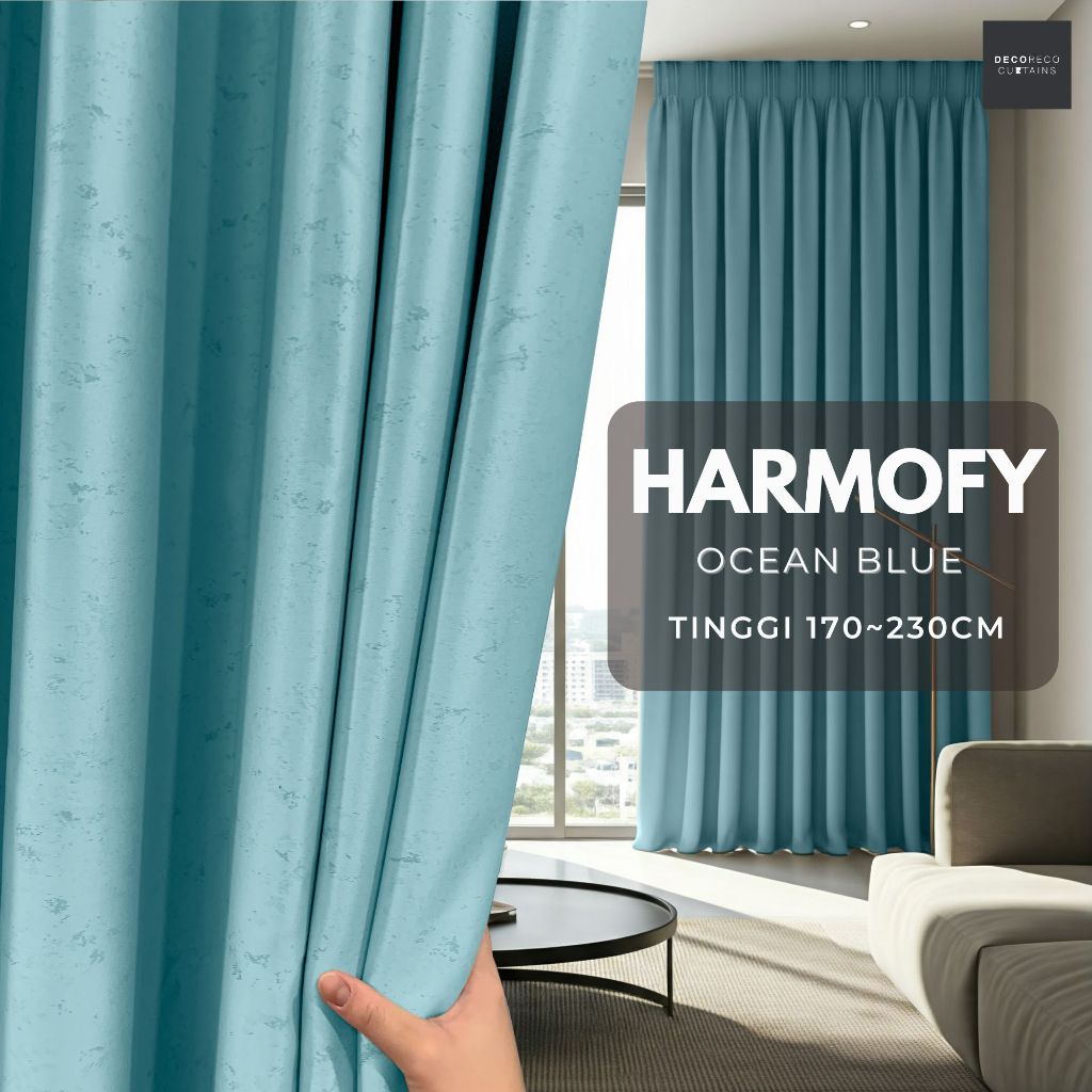 Langsir Harmofy 90% Blackout Warna Ocean Blue Tebal & Berat Siap Jahit ...
