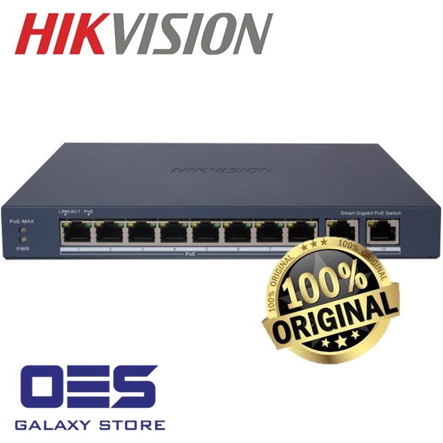 HIKVISION DS-3E1510P-EI Network 8 × Gigabit PoE Port Power Budget 110W, 2 × Gigabit Port Smart ...