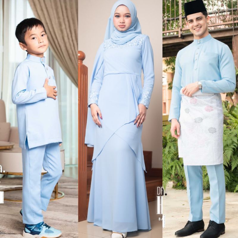 Dress Hera Baby Blue color Design raya 2025 dari XS hingga 4XL | Shopee ...