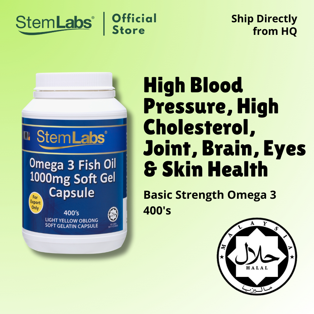 StemLabs Fish Oil Minyak Ikan Omega 3 EPADHA 180/120mg Jakim Halal | Shopee Malaysia