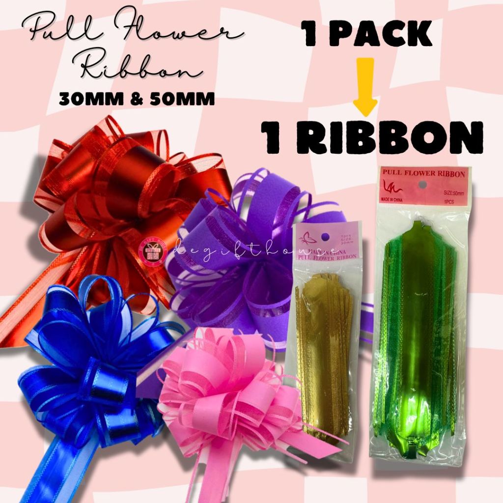 30mm 50mm Pull Ribbon Riben Reben Ribben (R-B) Satin Gift Box Flower ...