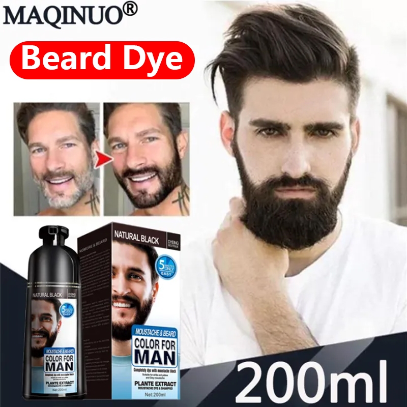 Natural Long Lasting 200ml Permanent Beard Dye Shampoo For Men Beard ...