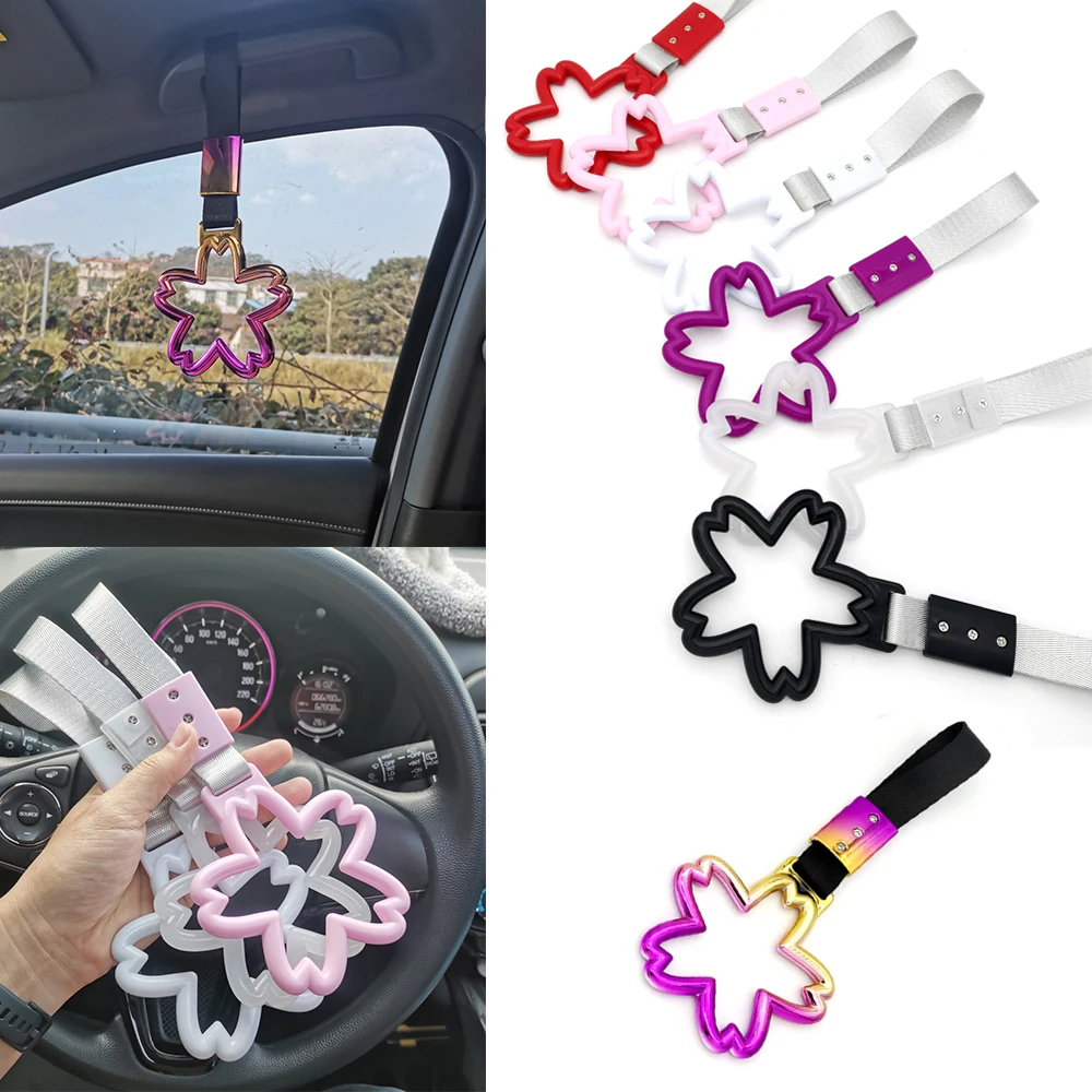 JDM Cherry Blossom Hanging Ring Car Tow Strap Pull Ring Static Belt ...