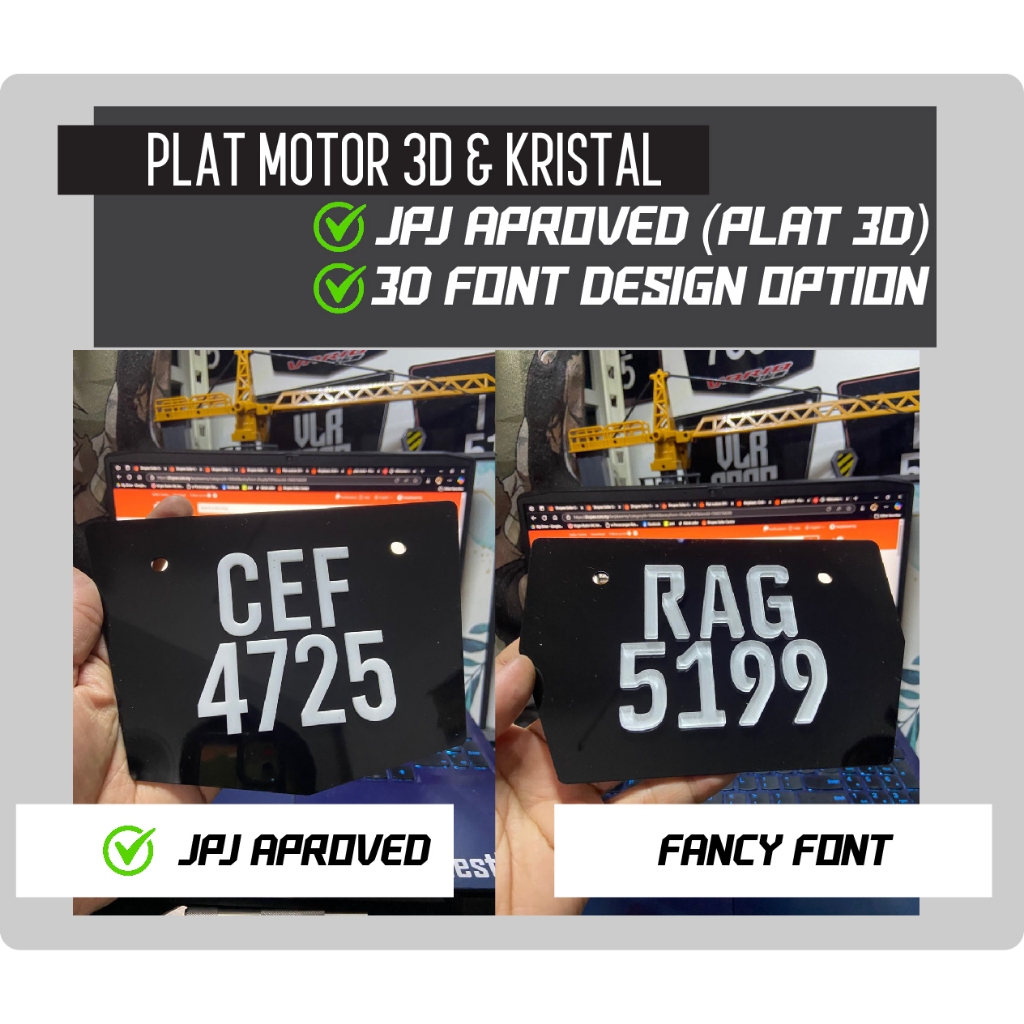 ( JPJ / POLIS LULUS ) NOMBOR PLAT MOTO 3D & PLAT MOTOR KRISTAL FANCY ...