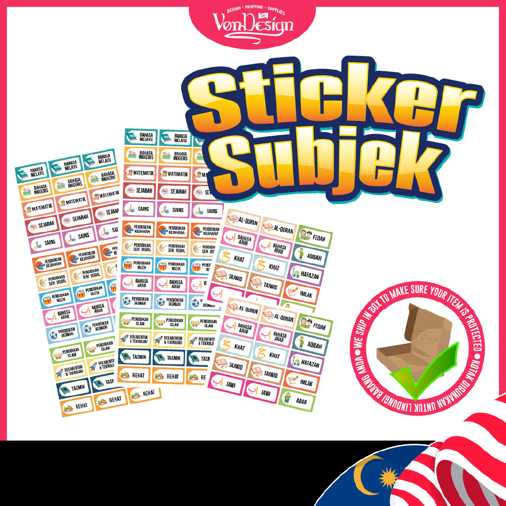 Subjek Sekolah Stickers Sekolah Rendah Stiker Label Buku Matapelajaran ...