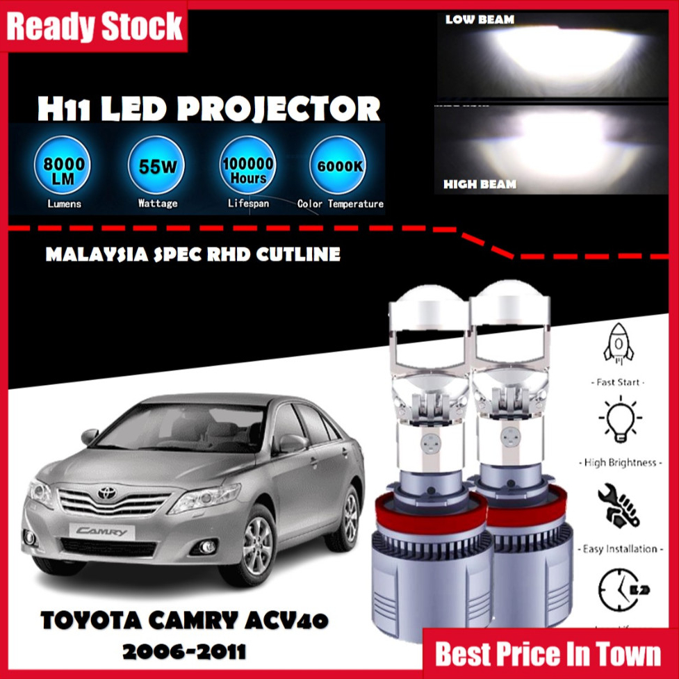 TOYOTA CAMRY ACV40 2006-2011 Headlight Lampu LED Kereta Car LED Mini Projector 9006/H11 LED ...