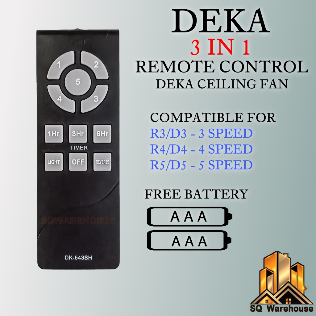 REPLACEMENT DEKA Remote Control Ceiling Fan Compatible For R3/D3 R4/D4 ...
