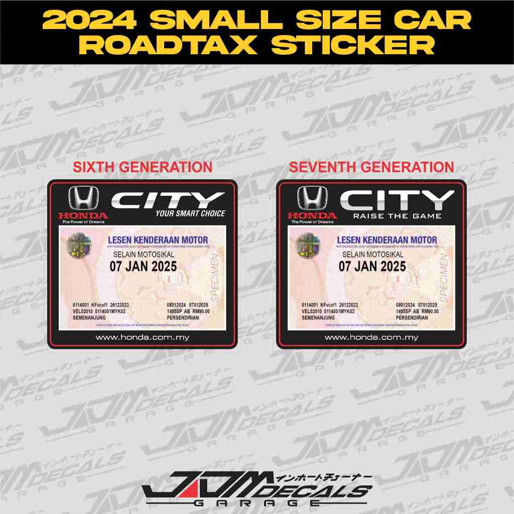 [2024 SMALL SIZE CAR ROADTAX STICKER] Honda City Windscreen Roadtax ...