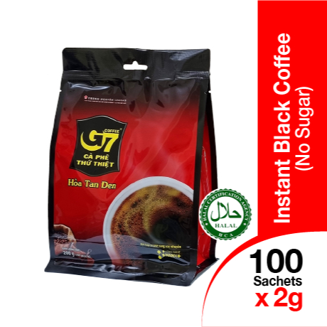 Trung Nguyen G7 Black Instant Coffee (100 sachets x 2g) Vietnam Trung Nguyen Coffee (No sugar ...