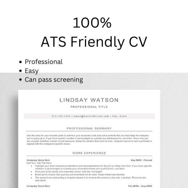 ATS Curriculum vitae (CV) Template (MS Word editable) | Shopee Malaysia