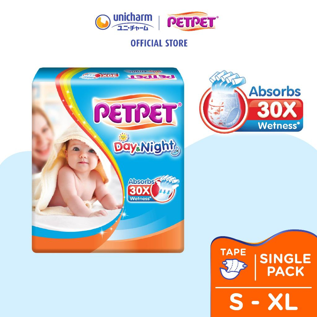 PETPET Day&Night Tape Baby Diapers S70/M58/L50/XL42 | Shopee Malaysia
