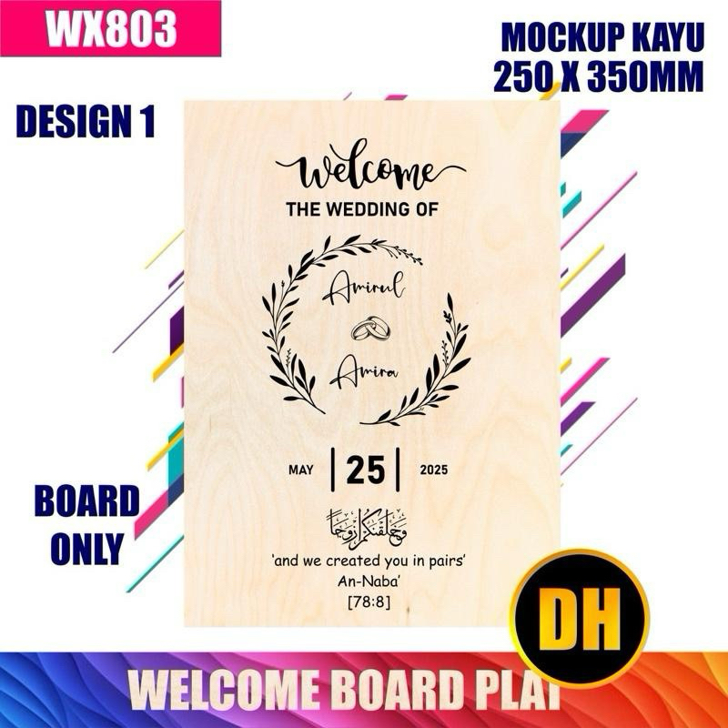 [WX803] WELCOME BOARD WEDDING MATERIAL KAYU CUSTOMISED DESIGN 250X350MM ...