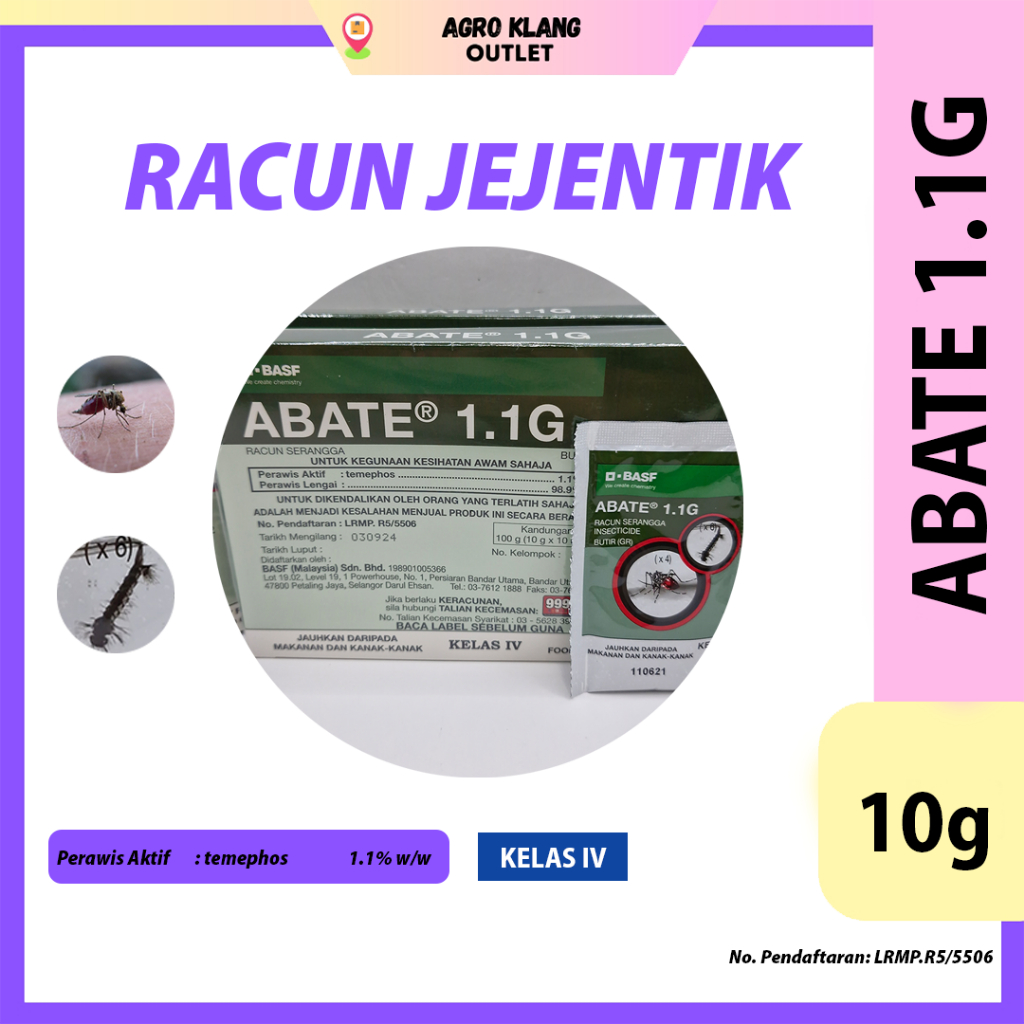 BASF Abate 1.1G Racun Jejentik 10g Satu Packet SAHAJA Temephos 1.1% ...