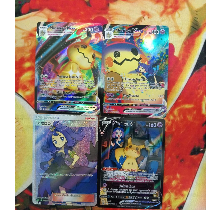6 pcs / Set Acerola Trainer Mimikyu V Vmax Alt Art Full Art Pokemon ...