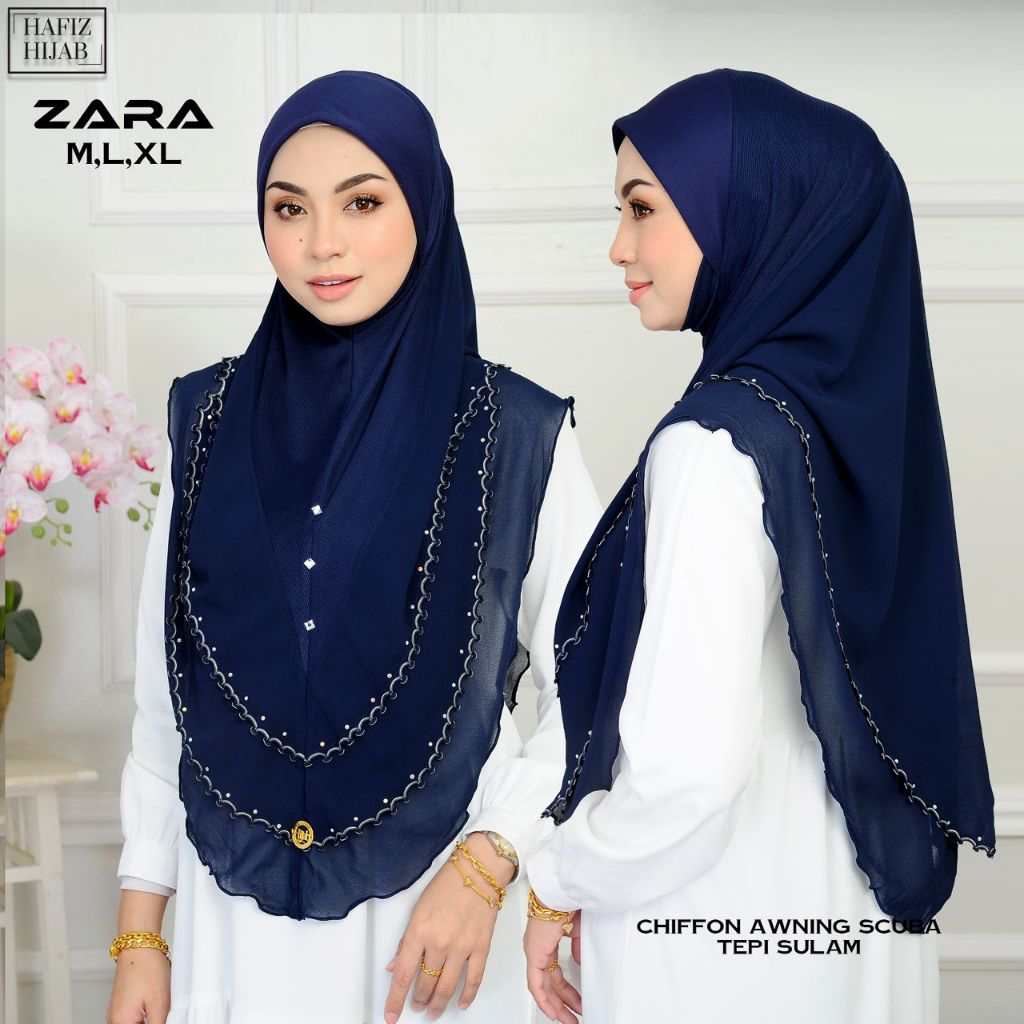 SARUNG ZARA 3 LAYER CHIFFON WITH SULAM AWNING SCUBA HIJAB-Model Terbaru ...