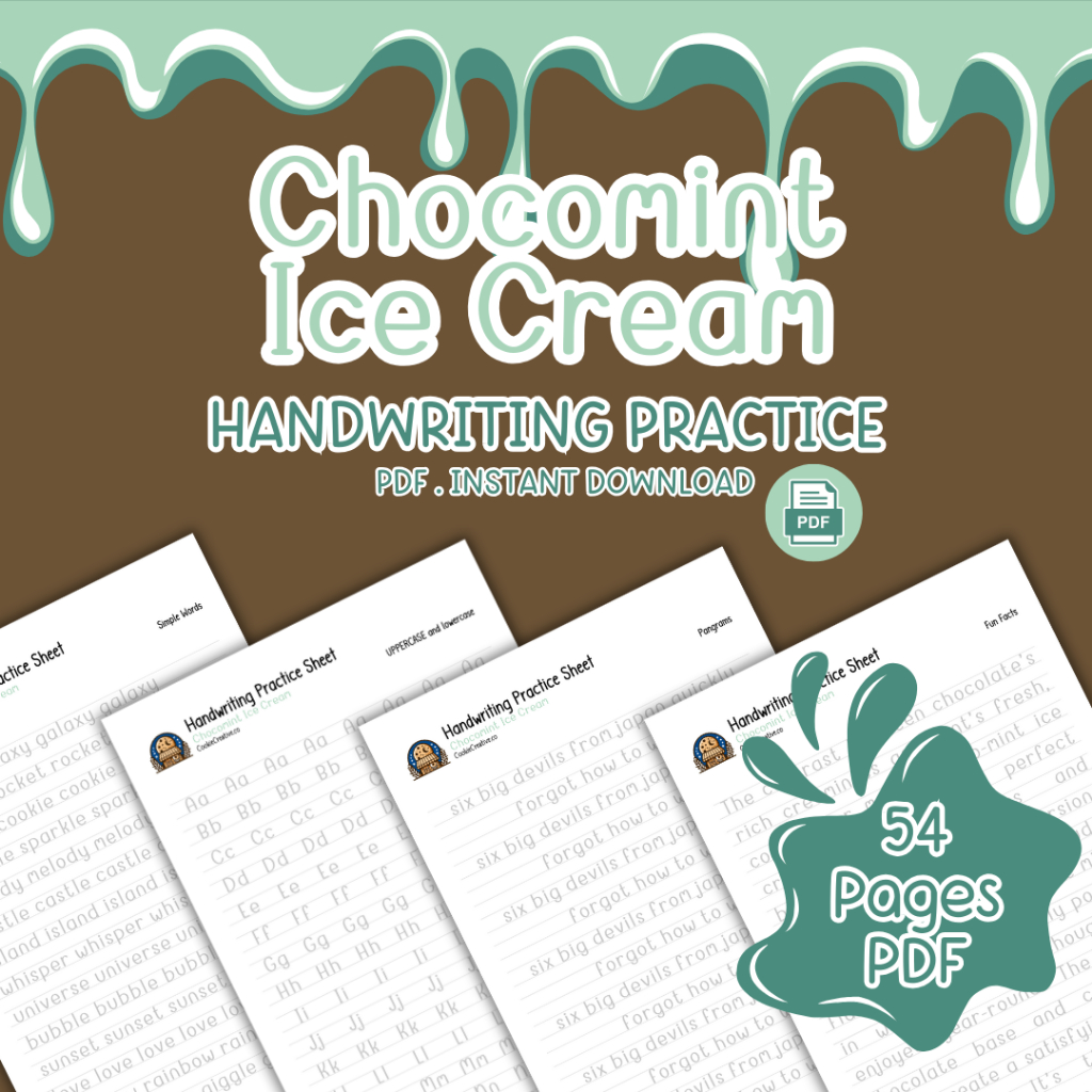 (PDF) handwriting practice book latihan tulisan cantik (ic008 - Chocomint ice cream) | Shopee ...