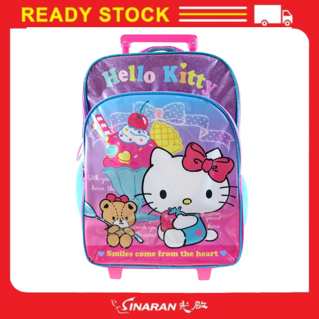 Hello Kitty Smiles Come From The Heart Primary Trolley Bag (6 Wheel ...