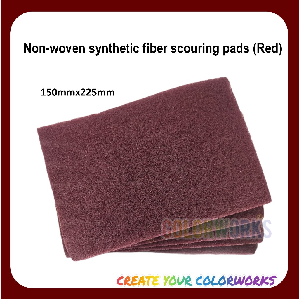 (1pc) Non-woven synthetic fiber scouring pads (Red) / Hand Finishing ...