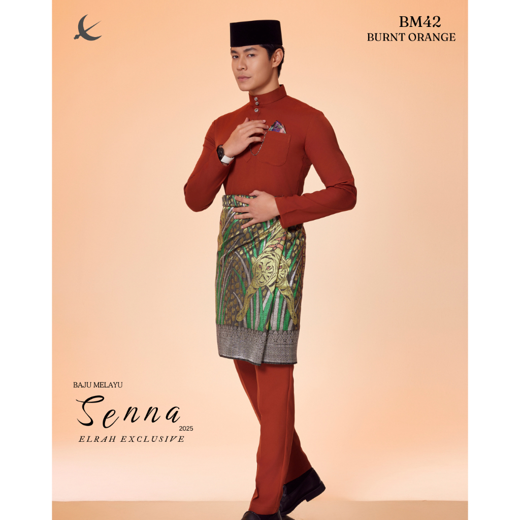 ELRAH EXCLUSIVE BAJU MELAYU SENNA BURNT ORANGE C42 NEW 2025 Slim Fit | Shopee Malaysia