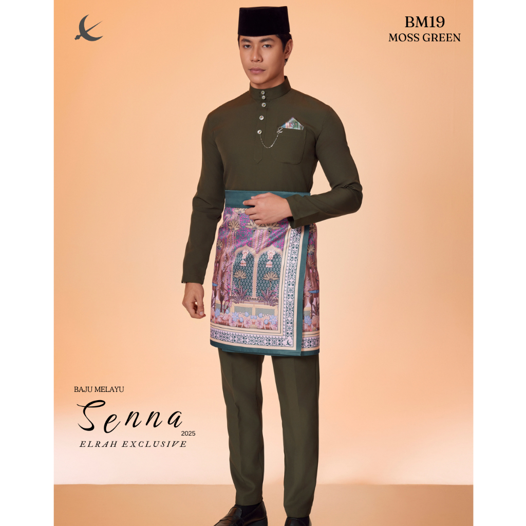 ELRAH EXCLUSIVE BAJU MELAYU SENNA MOSS GREEN C19 NEW 2025 Slim Fit ...