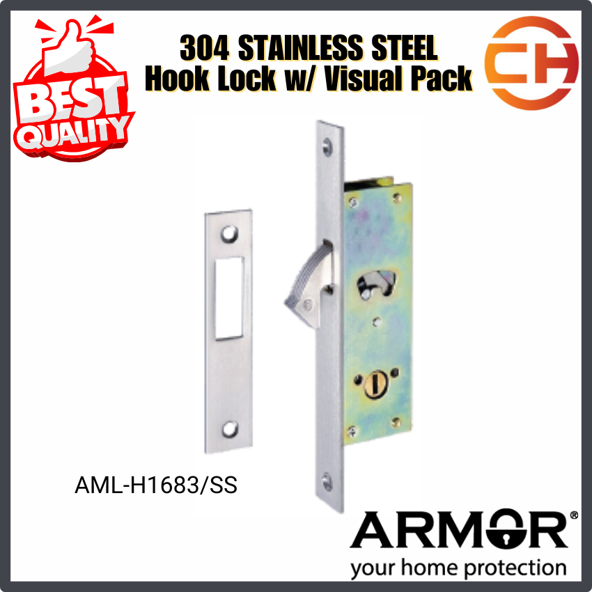 ARMOR 304 Stainless Steel Single Mortise Hook Lock (AML-H1683/SS) | Shopee Malaysia