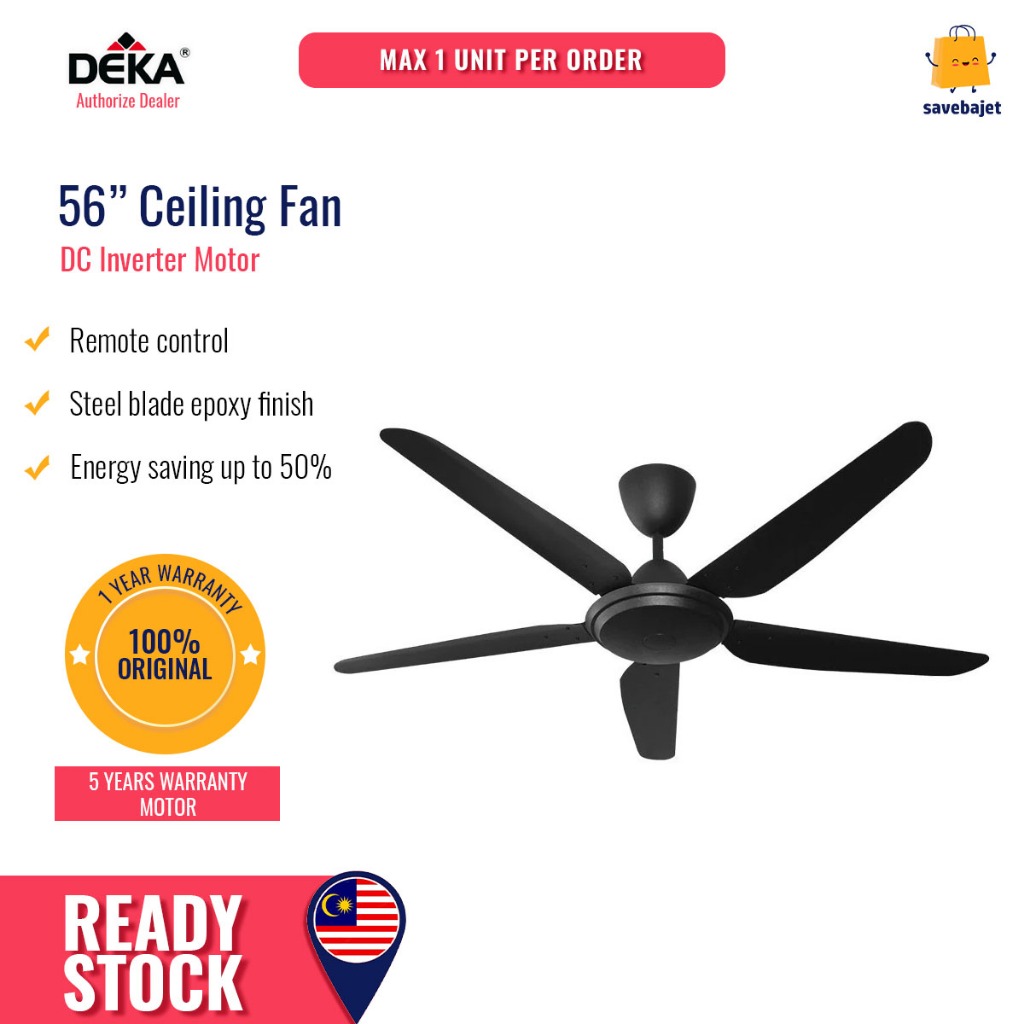 DEKA Kipas 5 Blade Ceiling Fan DC Inverter With Remote Control (56 ...