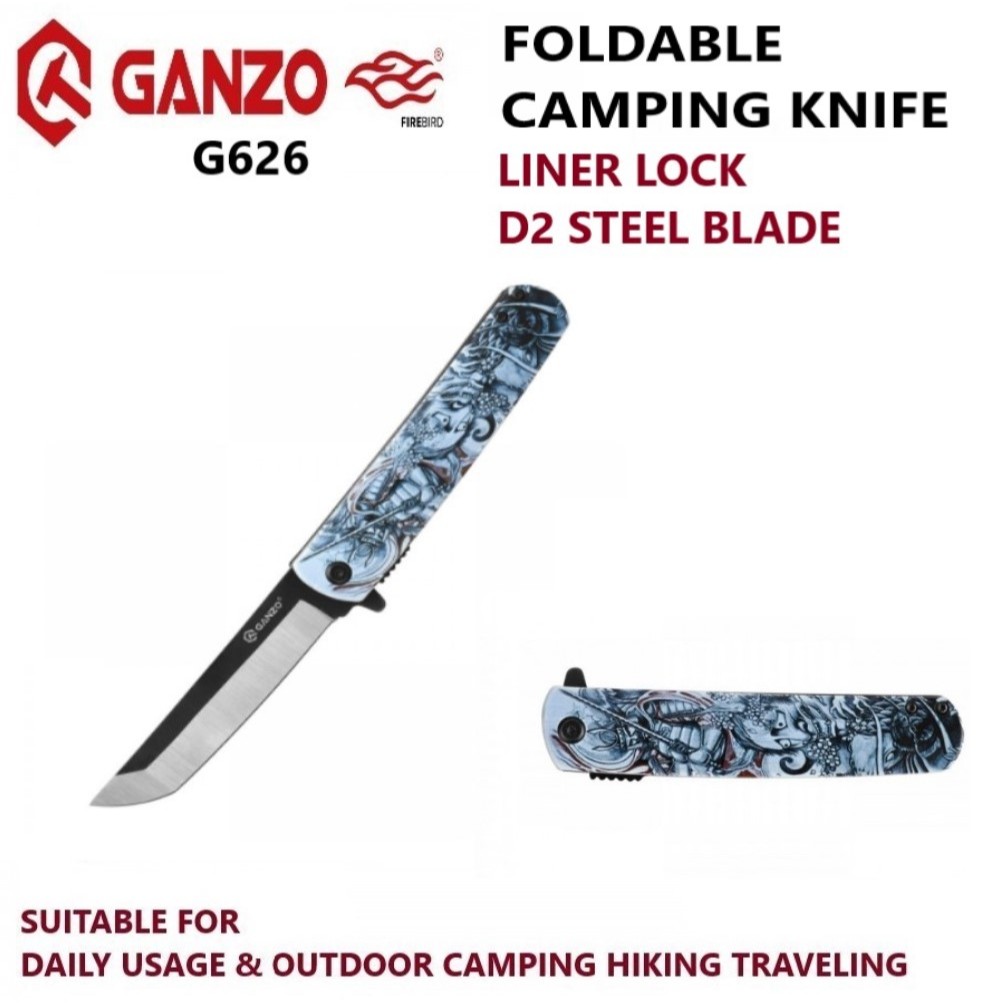 [Ready Stock] Ganzo G626-GS G626-RD G626-BS Liner Lock ABS Handle Foldable Camping Knife for ...