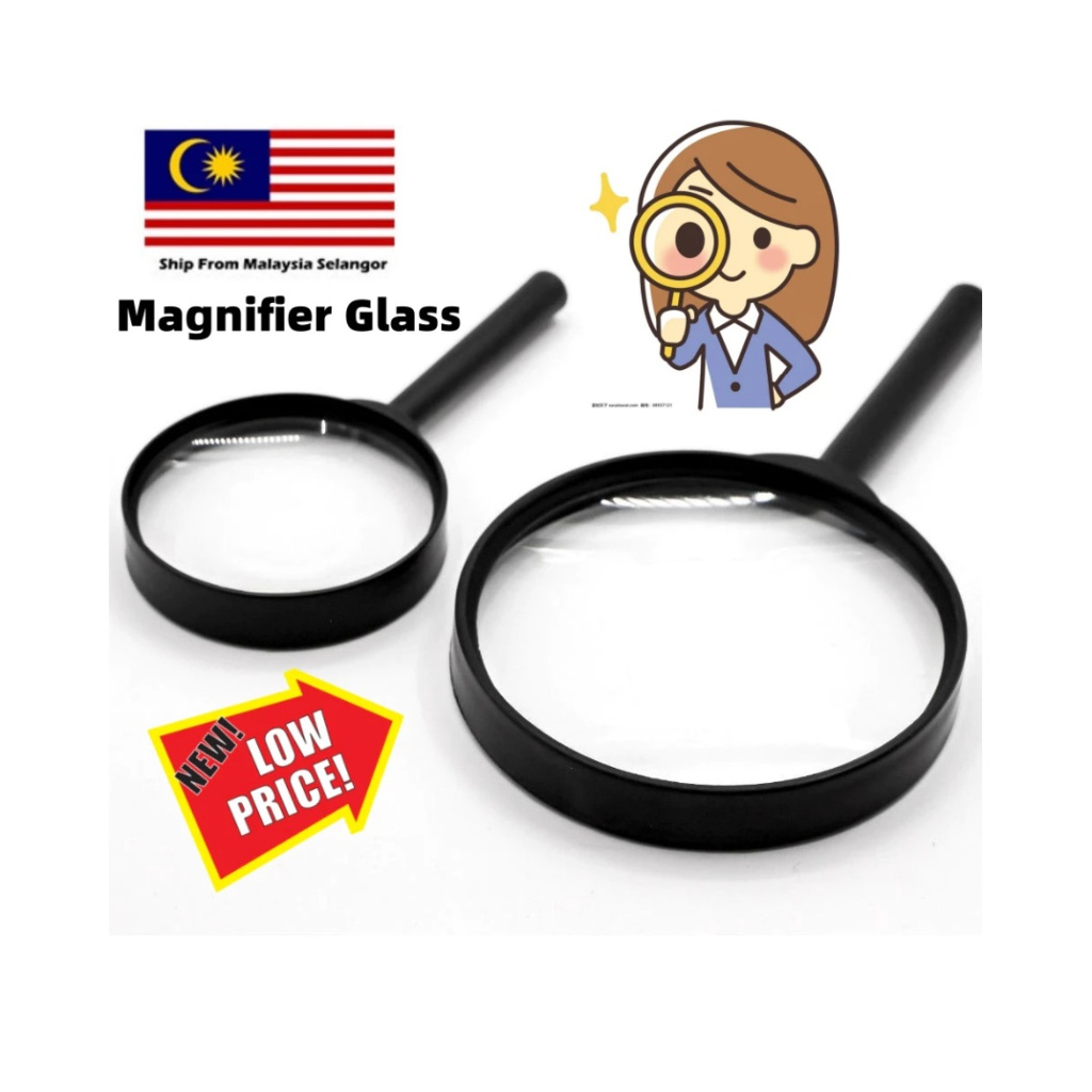 🇲🇾 🏆 50mm 60mm Detective Handheld Magnifier Reading Portable Magnifying Glass Reader Lens Kanta ...