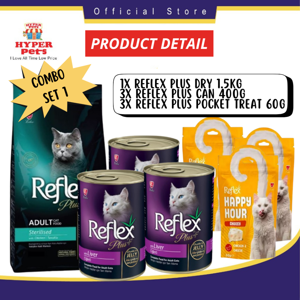 REFLEX PLUS COMBO SET (2) (Refer description) - Kibble 1.5kg + Can 400g ...