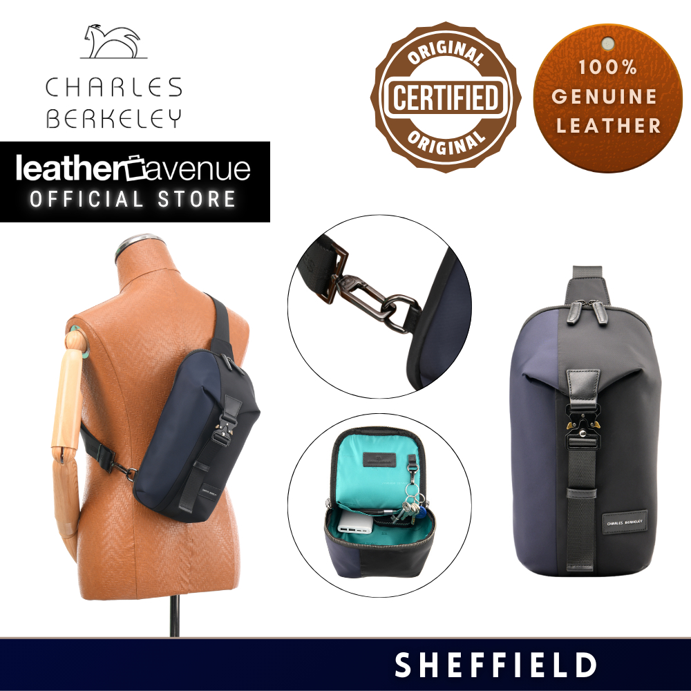 Charles Berkeley SHEFFIELD Men's Leather & Nylon Crossbody Bag – Anti ...