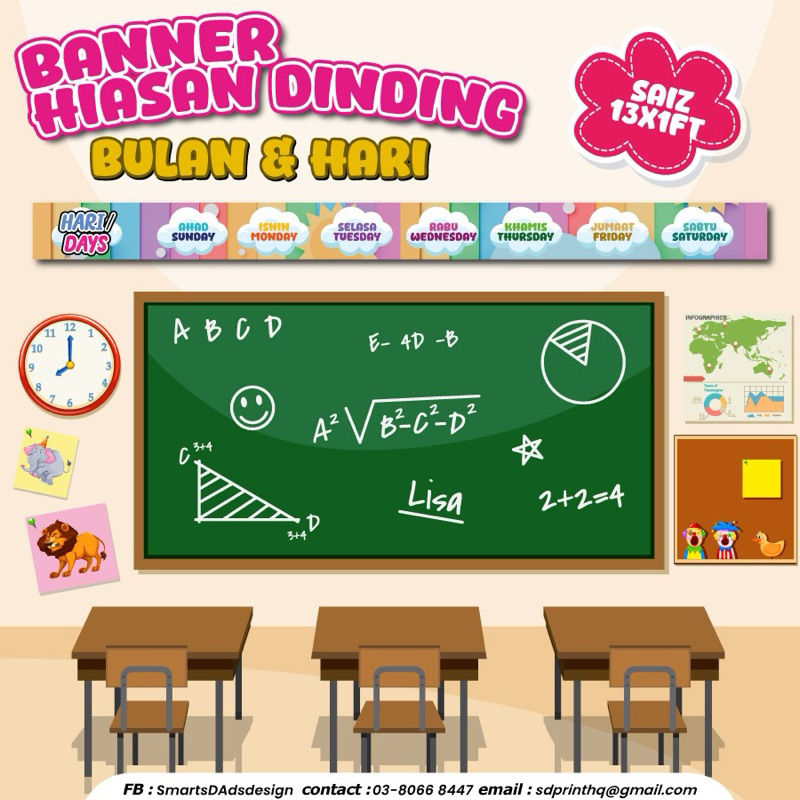 BANNER HIASAN DINDING KELAS, TADIKA, PRASEKOLAH, PASTI, SEKOLAH ...