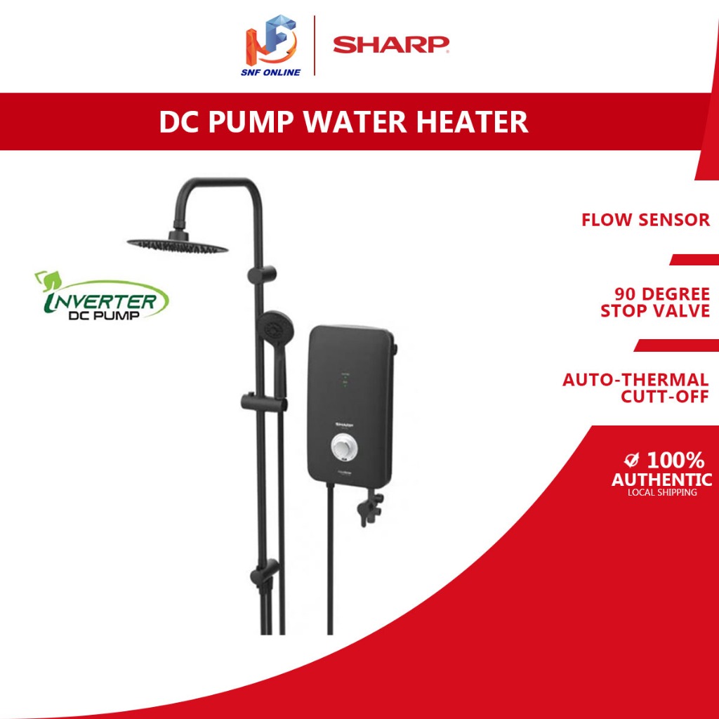 Sharp Water Heater Rain Shower With DC Inventer Pump (Black) WHP315RNMB ...