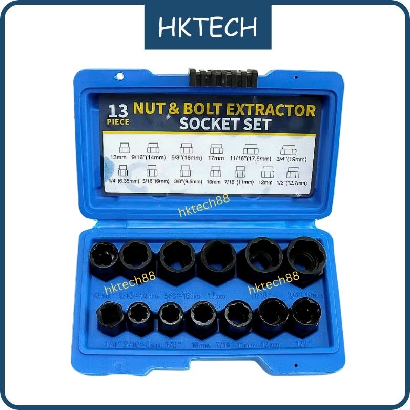 13pcs Set Alat Socket Ekstraksi Mur dan Baut 13pcs Nut and Bolt ...
