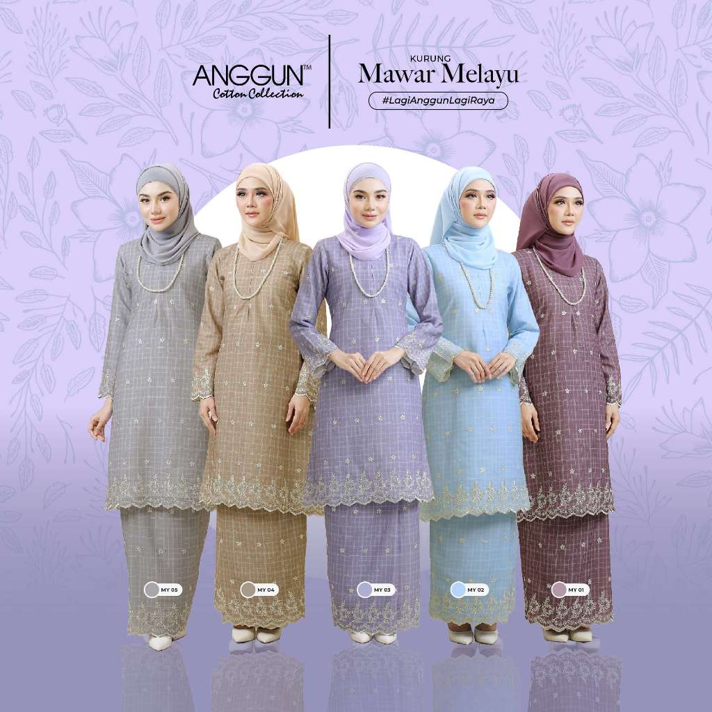 ANGGUN COTTON Baju Kurung Mawar Melayu Material Embos Cotton Cutting ...