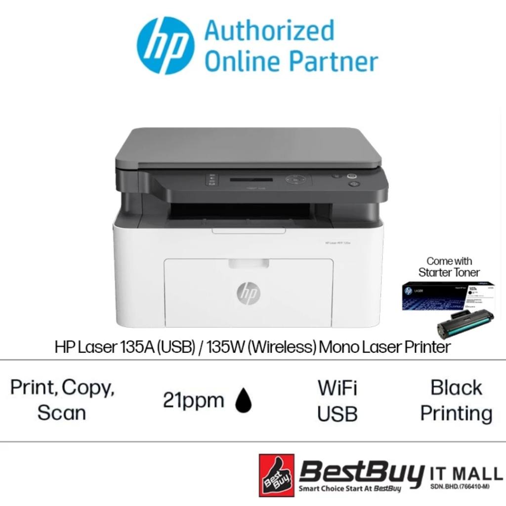 HP MFP 135a/135w Laser MultiFunction Printer Print Copy Scan Business Printer | Shopee Malaysia