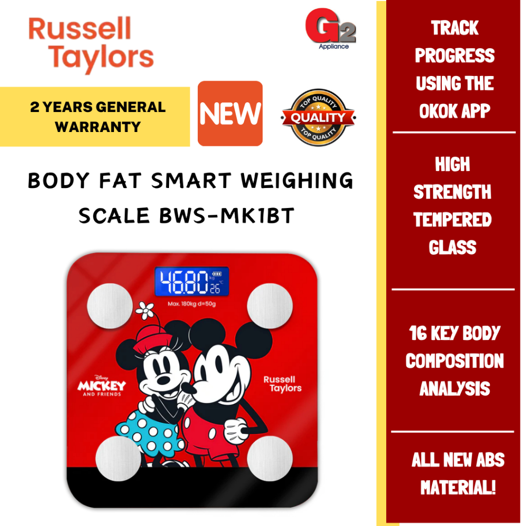 RUSSELL TAYLORS DISNEY MICKEY AND FRIENDS BODY FAT SMART WEIGHING SCALE ...