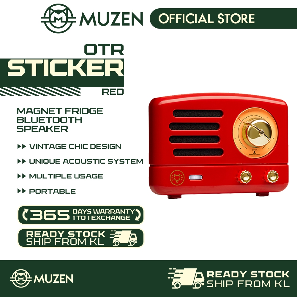 MUZEN OTR STICKER RED Magnet Fridge Bluetooth5.0 SPEAKER 5Hrs Playtime ...