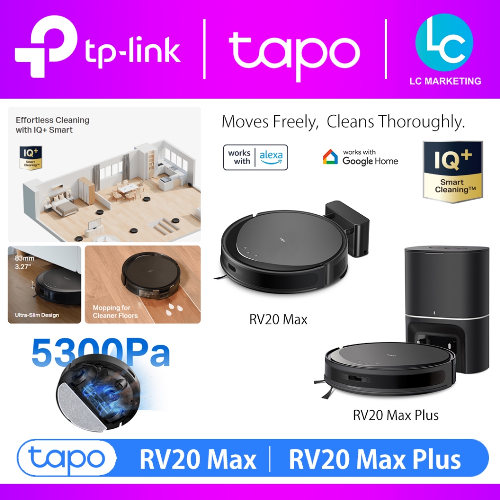 TP-Link Tapo RV20 Max / RV20 Max Plus 5300Pa Suction MagSlim™ LiDAR ...
