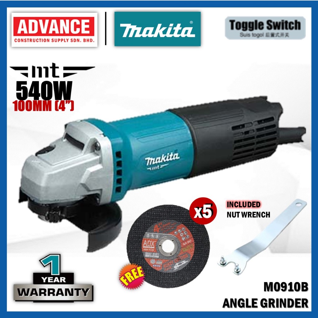 MAKITA MT SERIES M0910 / M0910B Angle Grinder 540W 100MM (4") ( TOGGLE ...
