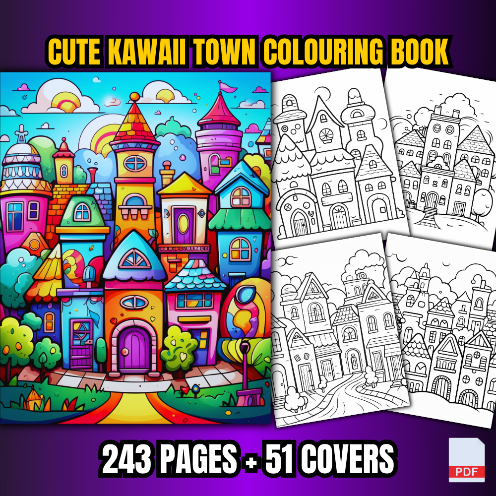 [PDF] 243 Pages Cute Kawaii Town Colouring Book For Kids | Shopee Malaysia