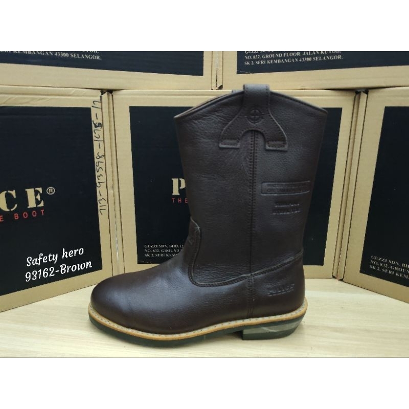 Police 93162 |original police 9 inch high cut |kulit asli Steel cap ...