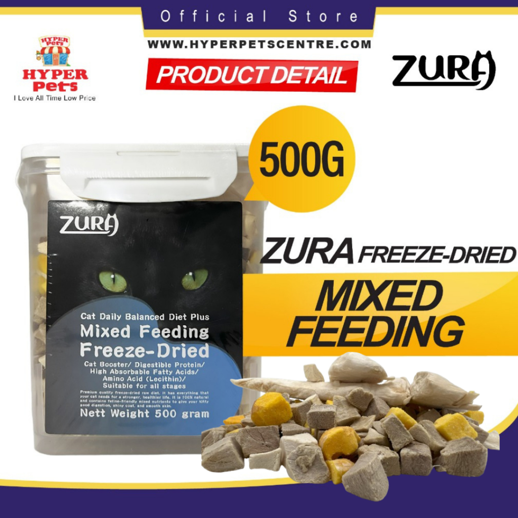 ZURA FREEZE DRIED CAT FOOD 500g PREMIUM BOOSTER | Chicken/Duck/Egg Yolk ...