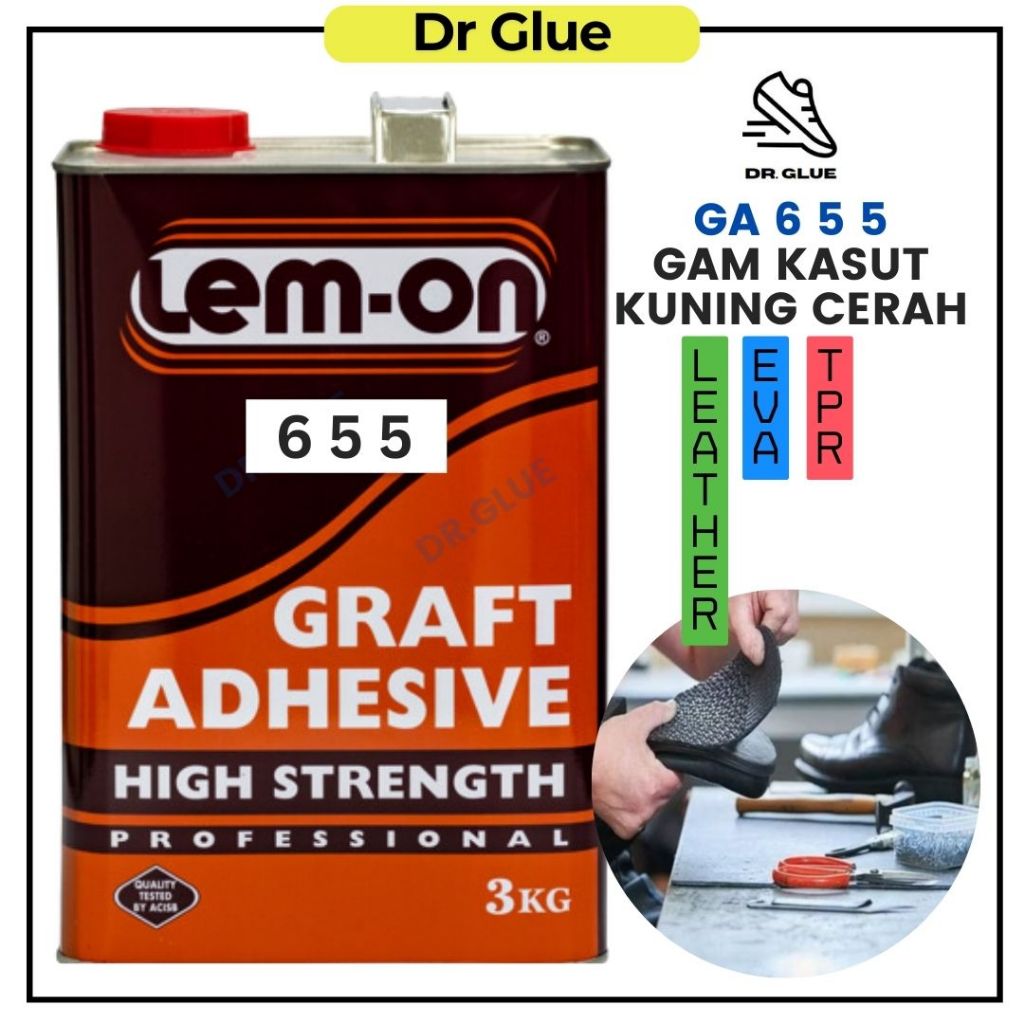 Lem-On Graft 655 / Primer 502 Shoe Adhesive Gum Kasut (3KG) for PVC, PU ...