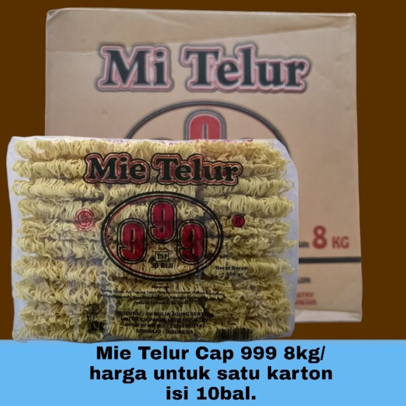 Mie Telur Cap 999 8kg/harga untuk satu karton isi 10bal. | Shopee Malaysia