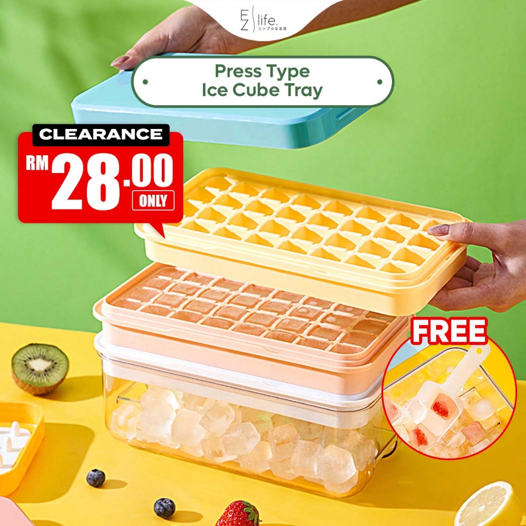 Clearance 64 Grids Ice Cube Tray Silicone With Cover Storage Box Ice ...