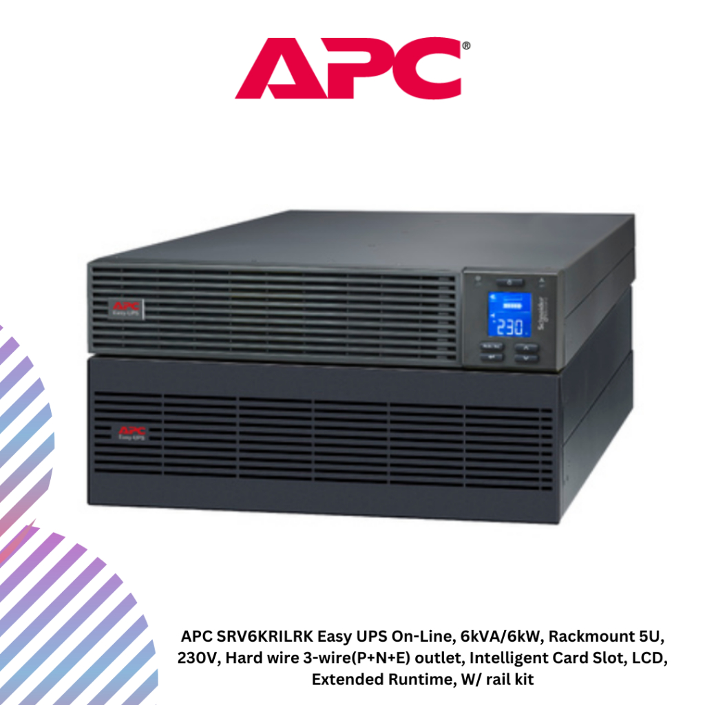 APC SRV6KRILRK Easy UPS On-Line, 6kVA/6kW, Rackmount 5U, 230V, Hard ...