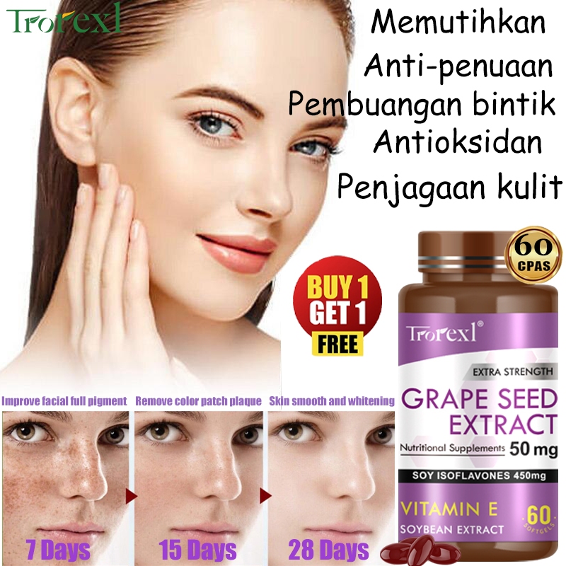 Trorexl Halal 60 Grape Seed Vitamin E Soybean Extract - Anti-Wrinkle ...