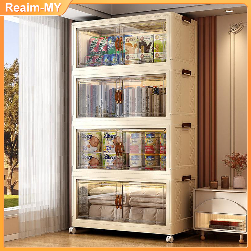 【Free Installation】Foldable Storage Cabinet Magnetic Door Megabox ...
