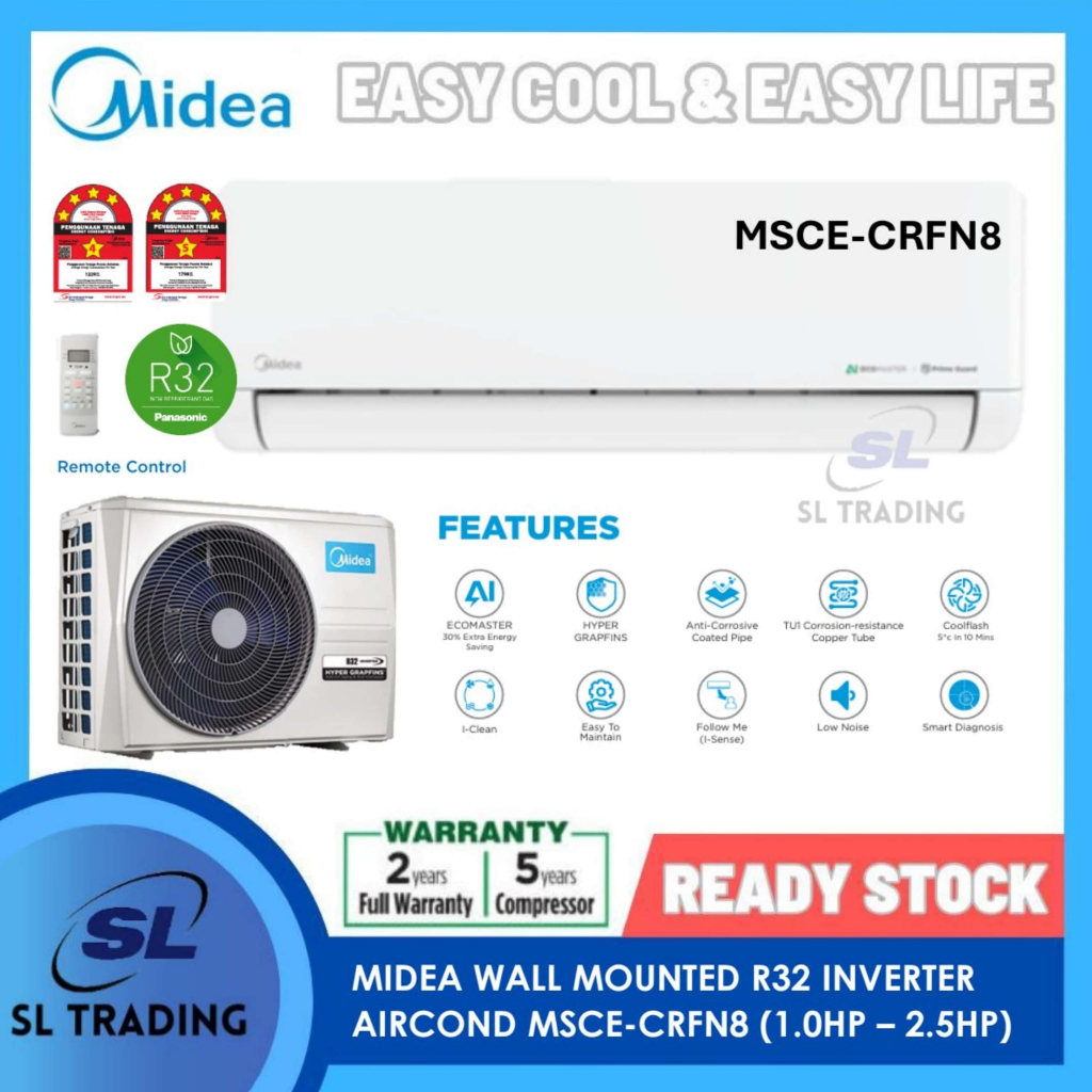 [INSTALLATION] MIDEA MSCE-CRFN8 WALL TYPE (INVERTER) R32 AIR COND (1.0HP, 1.5HP, 2.0HP, 2.5HP ...